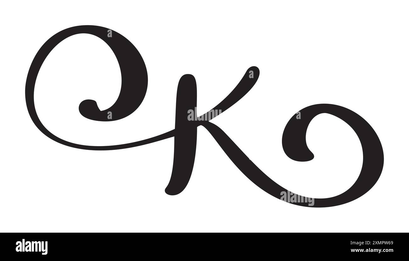 Hand drawn vector calligraphy letter K. Script capital font logo ...