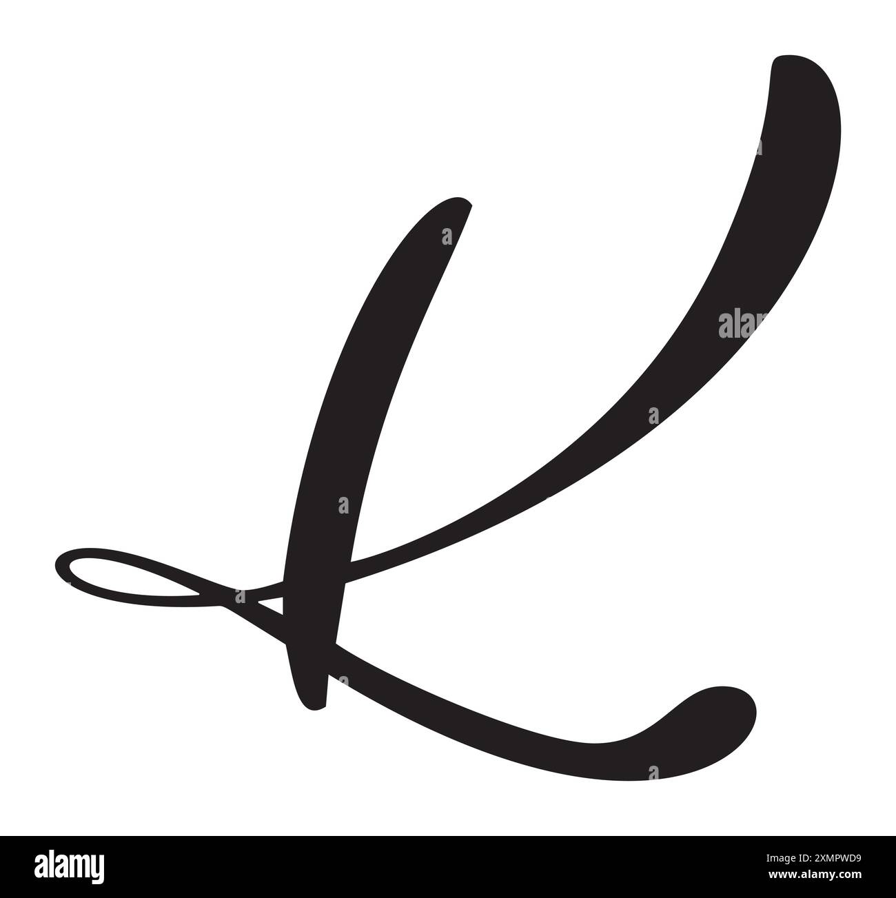 Hand drawn vector calligraphy letter capital K. Script font logo ...