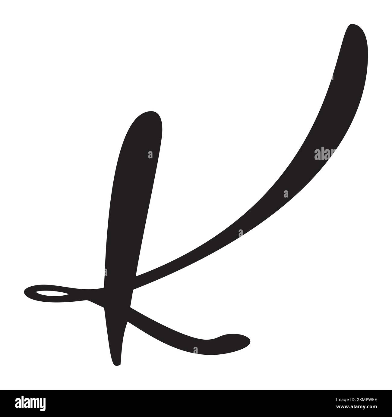 Vector calligraphy hand drawn letter K drop cap. Script font logo icon ...