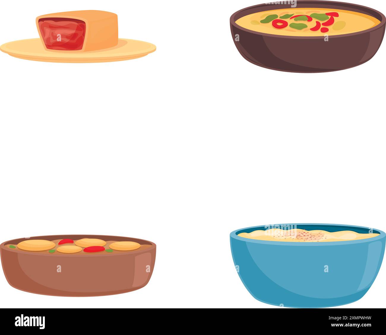 Brazilian meal icons set cartoon vector. Traditional brazilian dish ...