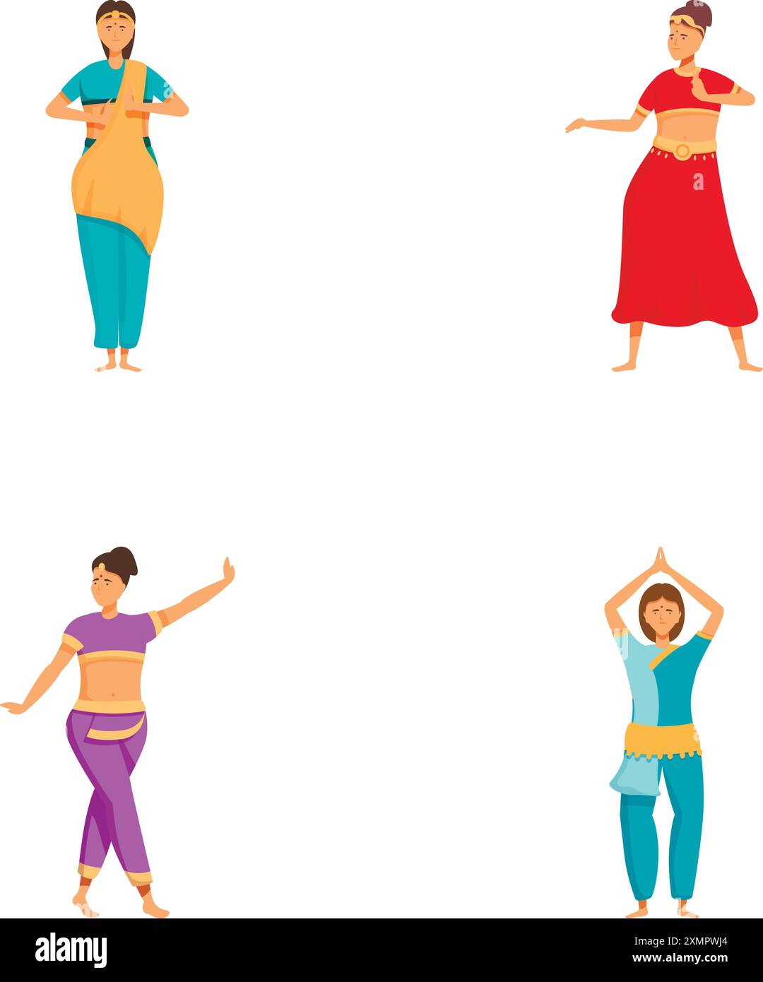 Folk dance icons set cartoon vector. Woman dancer in national indian ... Folk dance icons set cartoon vector. Woman dancer in national indian ...