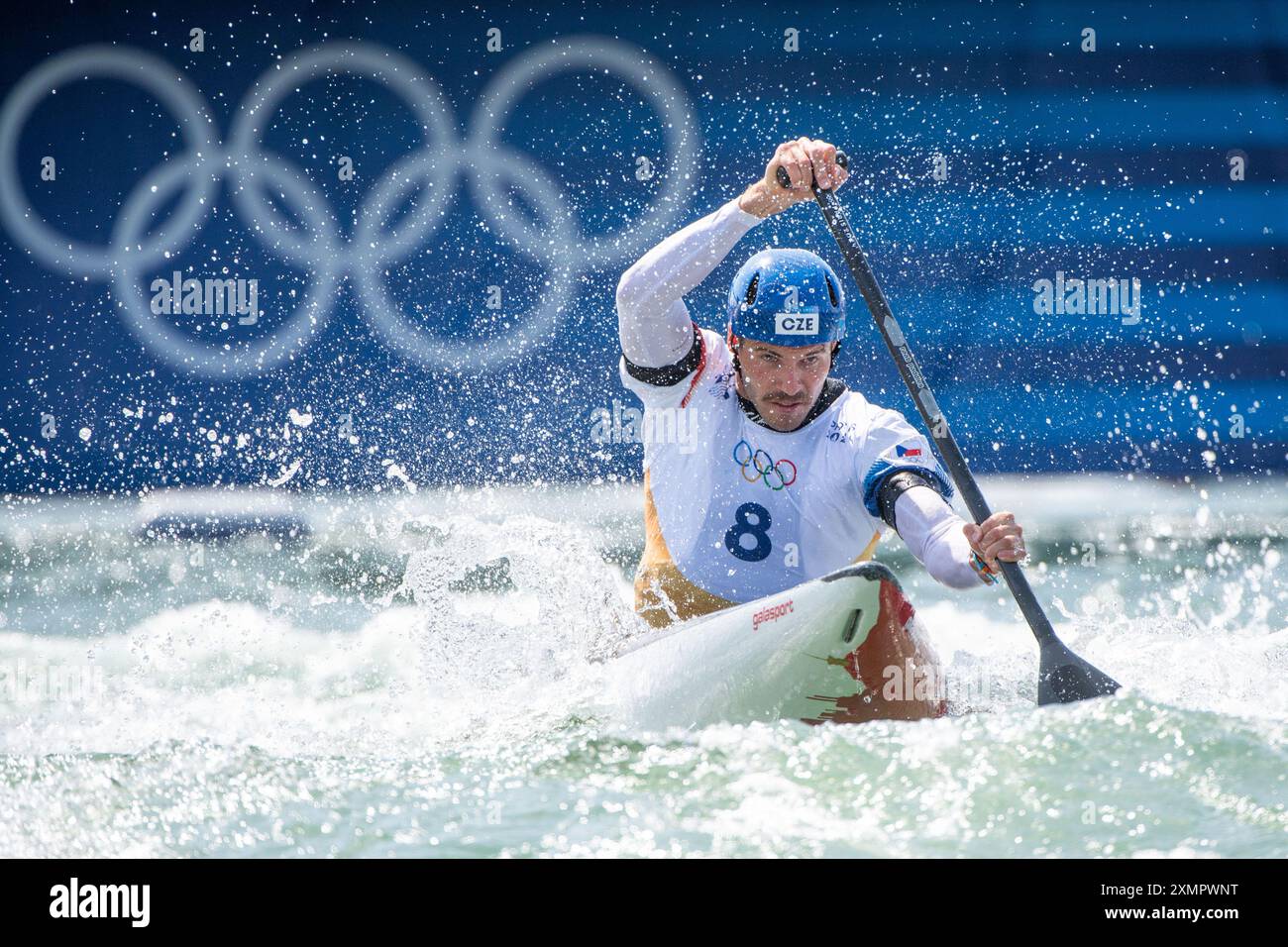 ROHAN Lukas (Tschechien) am Start vor Branding mit den olympischen ...