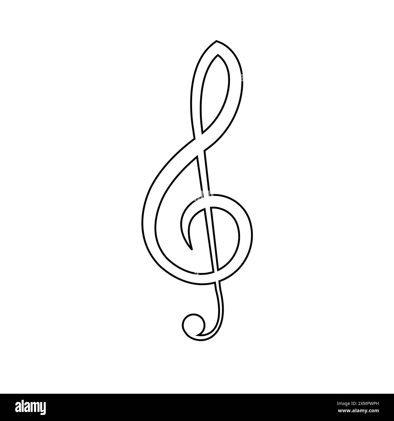 Vector flat outline music treble clef isolated on white background ...