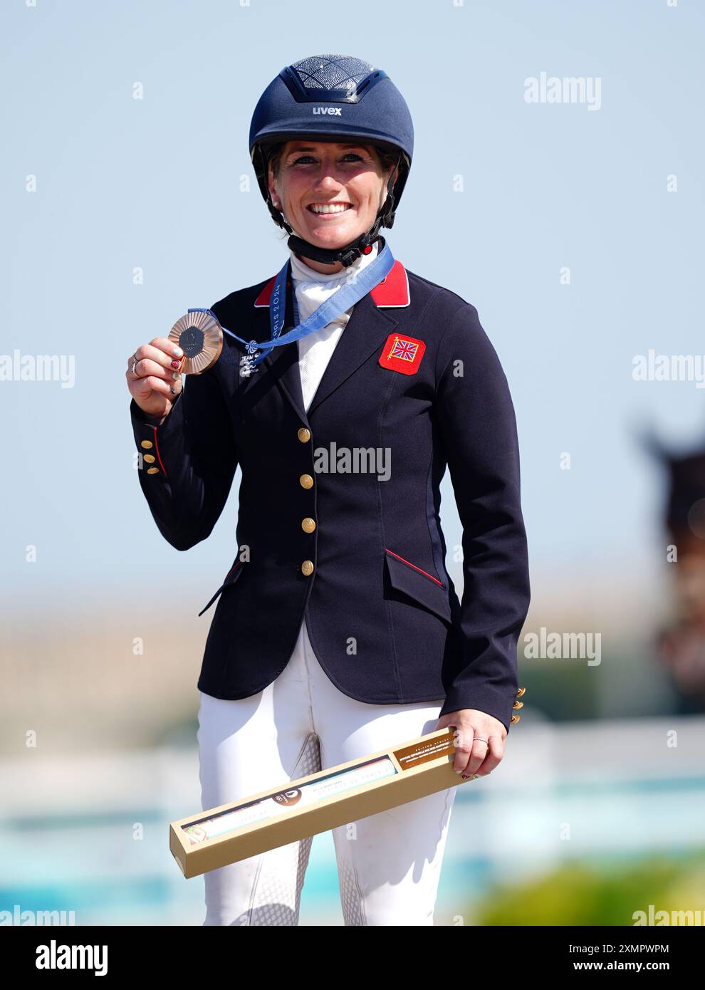 Great Britain's Laura Collett with her bronze medal following the ...