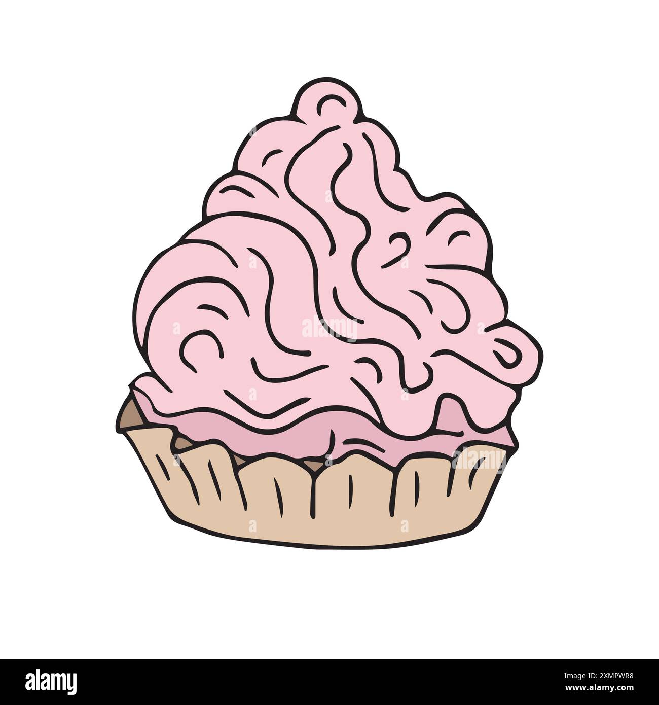 Vector hand drawn doodle sketch pink cake isolated on white background ...