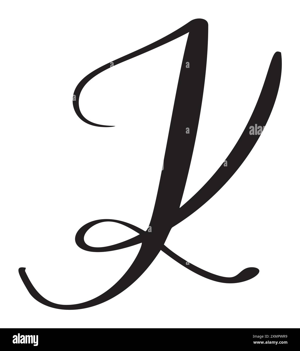 Hand drawn vector calligraphy letter K. Script capital font logo ...