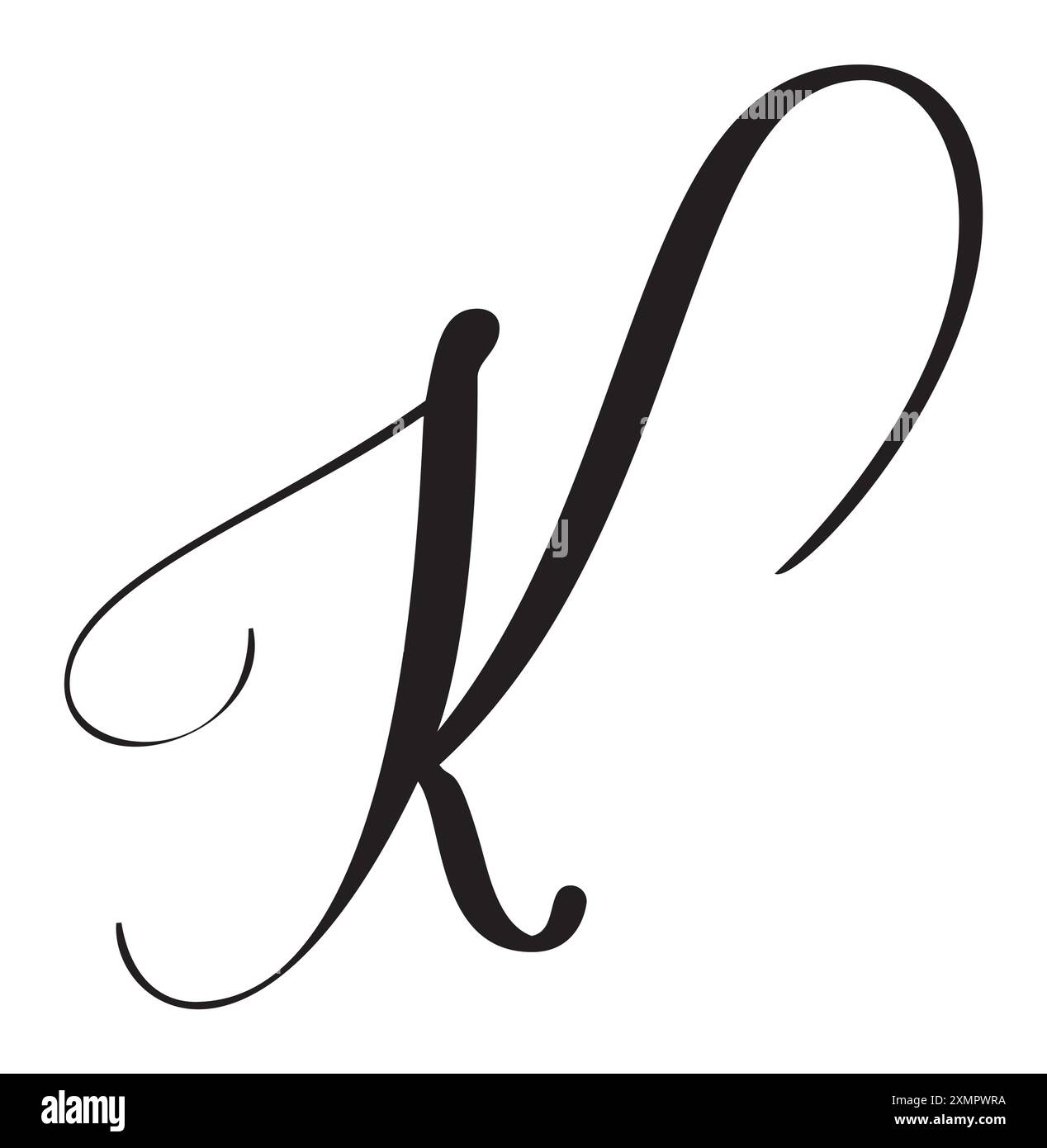 Vector calligraphy hand drawn letter K icon logo. Script font ...
