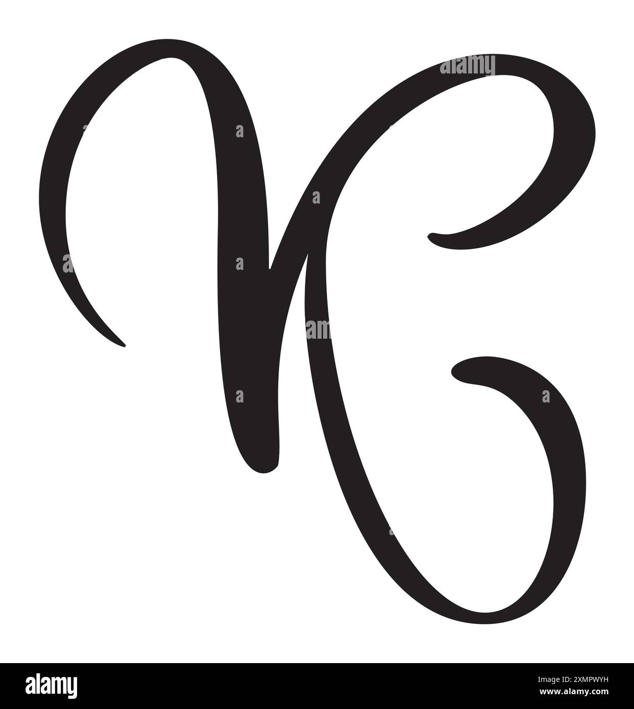 Hand drawn vector calligraphy letter K. Script capital font logo ...