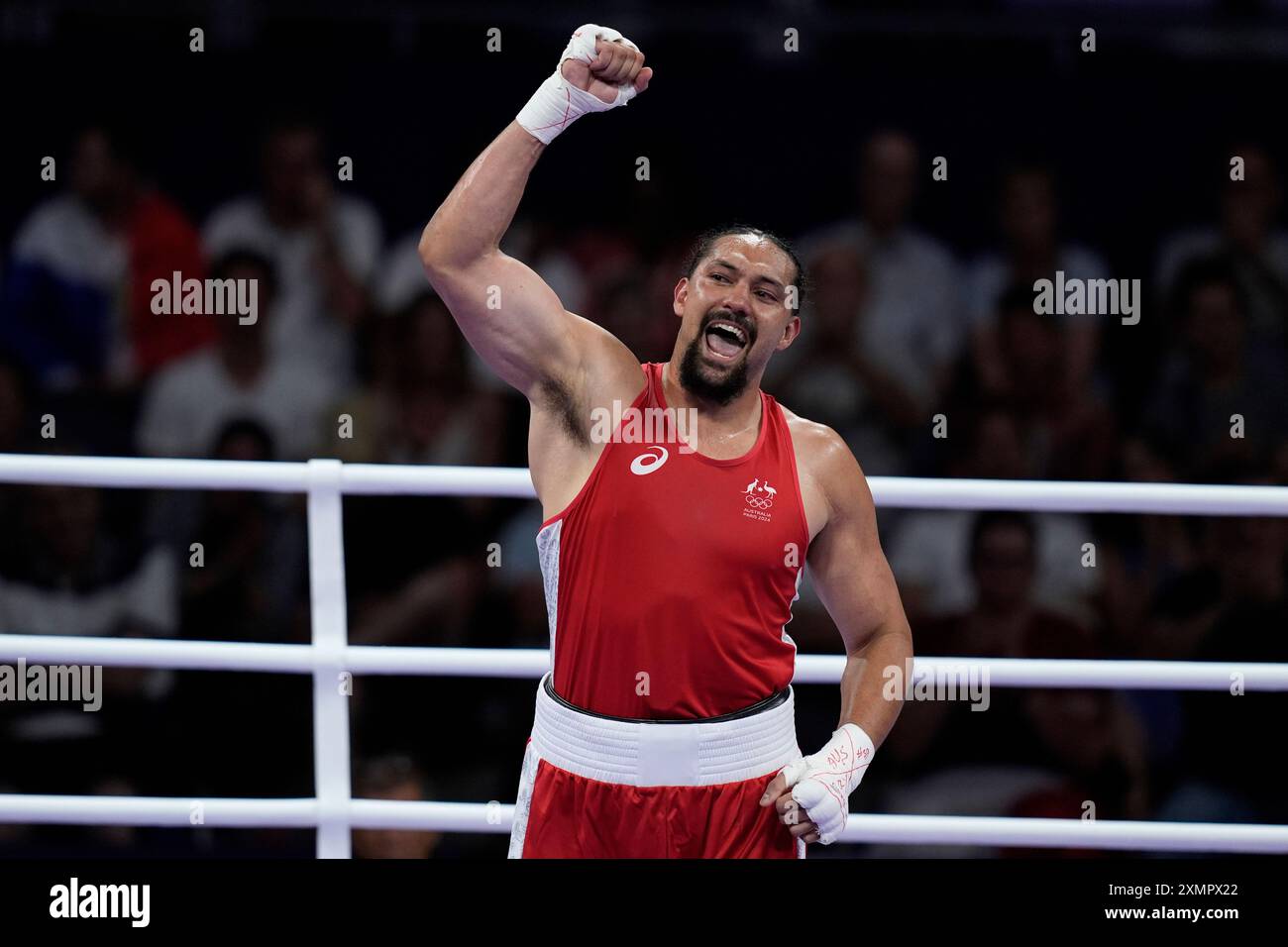 Australia's Teremoana Teremoana celebrates after defeating Ukraine's ...