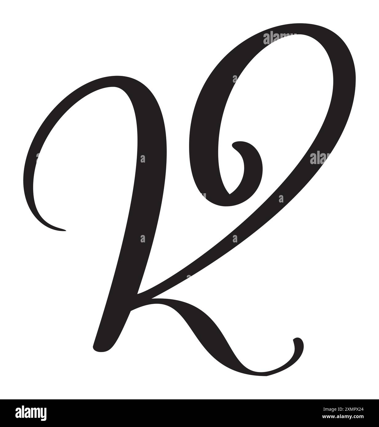 Hand drawn vector calligraphy letter K. Script capital font logo ...