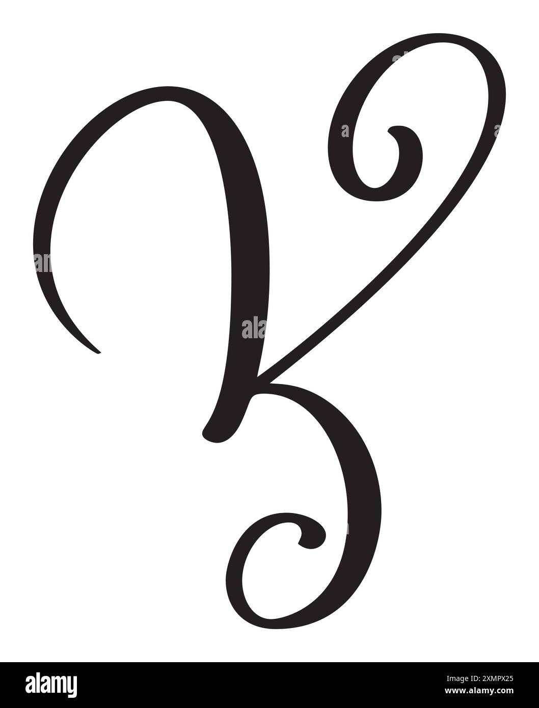 Hand Drawn Vector Calligraphy Letter K Script Capital Font Logo Handwritten Brush Style