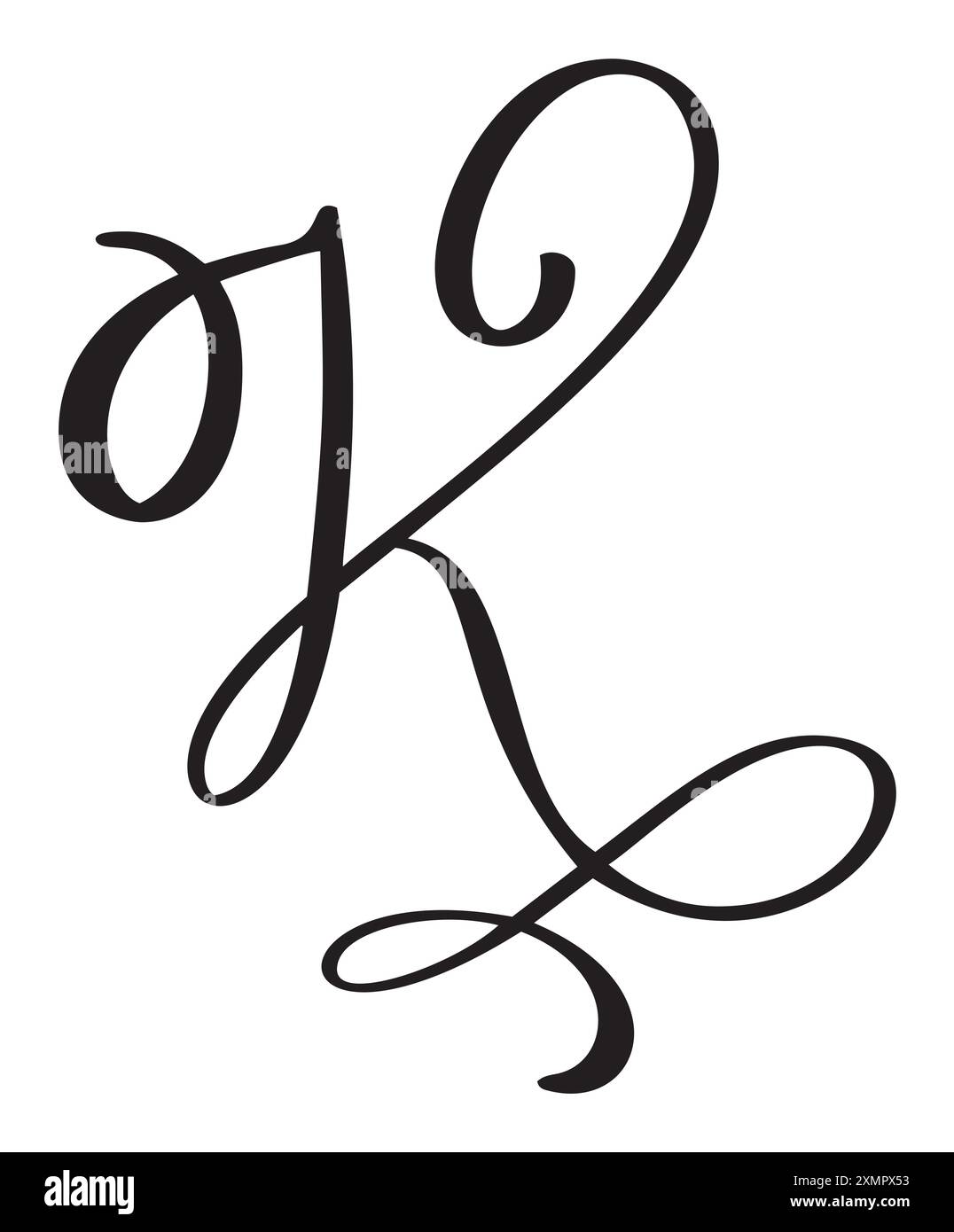 Vector calligraphy hand drawn letter K icon logo. Script font ...