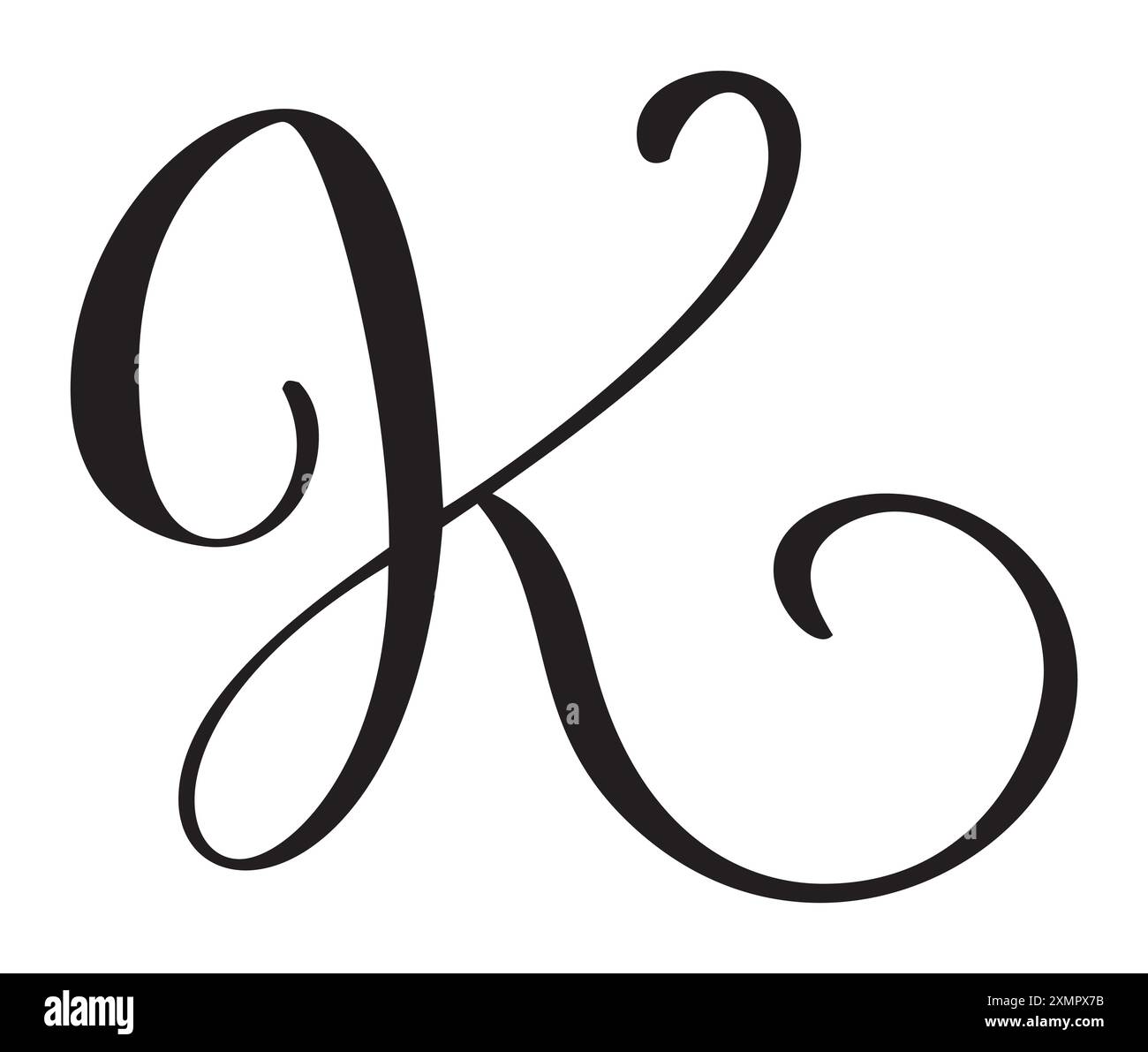 Vector calligraphy hand drawn letter K icon logo. Script font ...