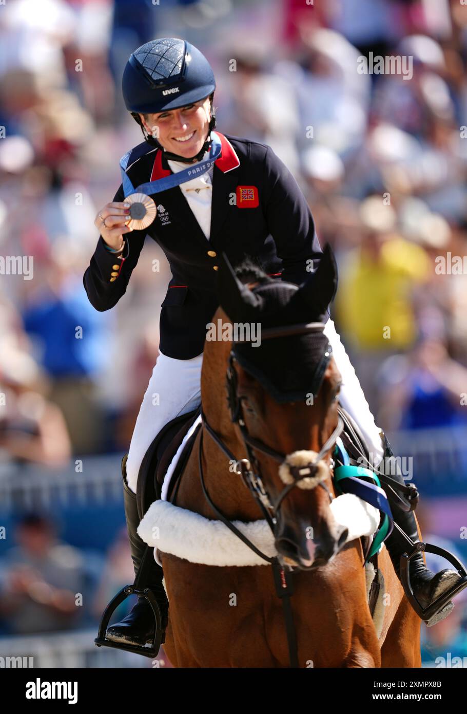 Great Britain's Laura Collett with her bronze medal following the ...