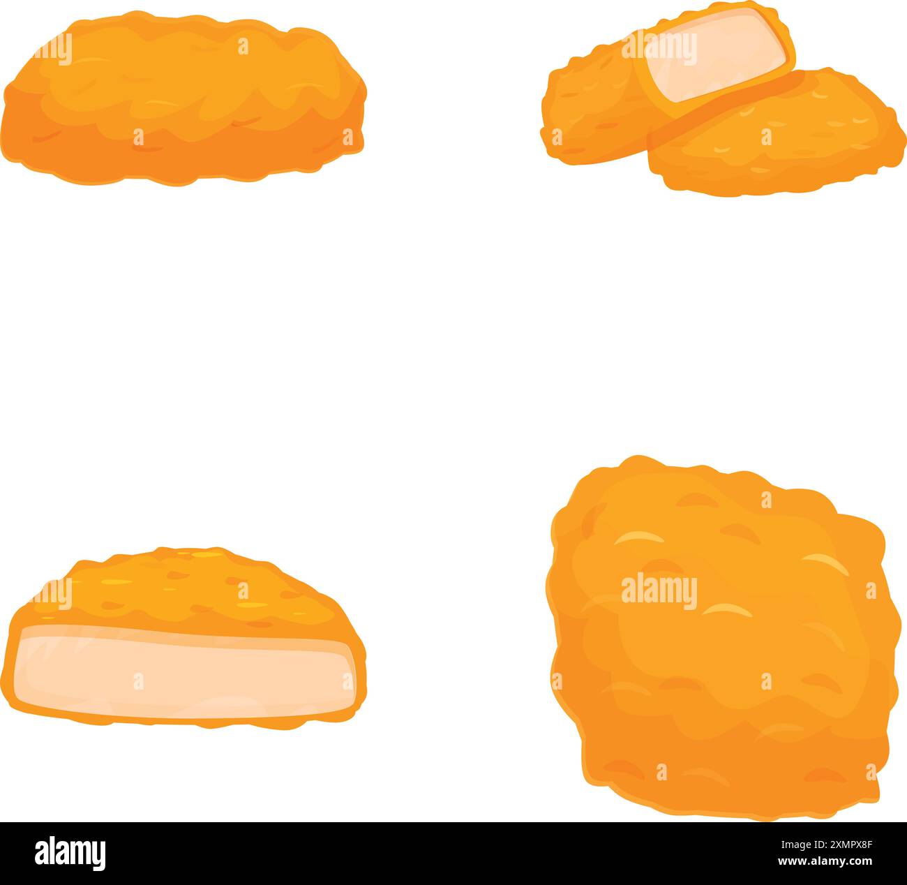 Fresh nugget icons set cartoon vector. Crispy fried chicken nugget. Fast food Stock Vector Image ...