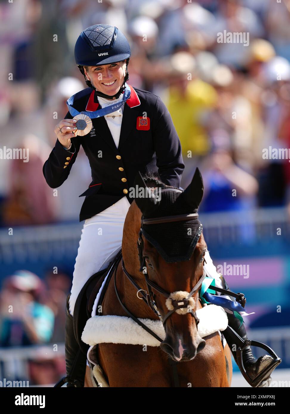 Great Britain's Laura Collett with her bronze medal following the ...