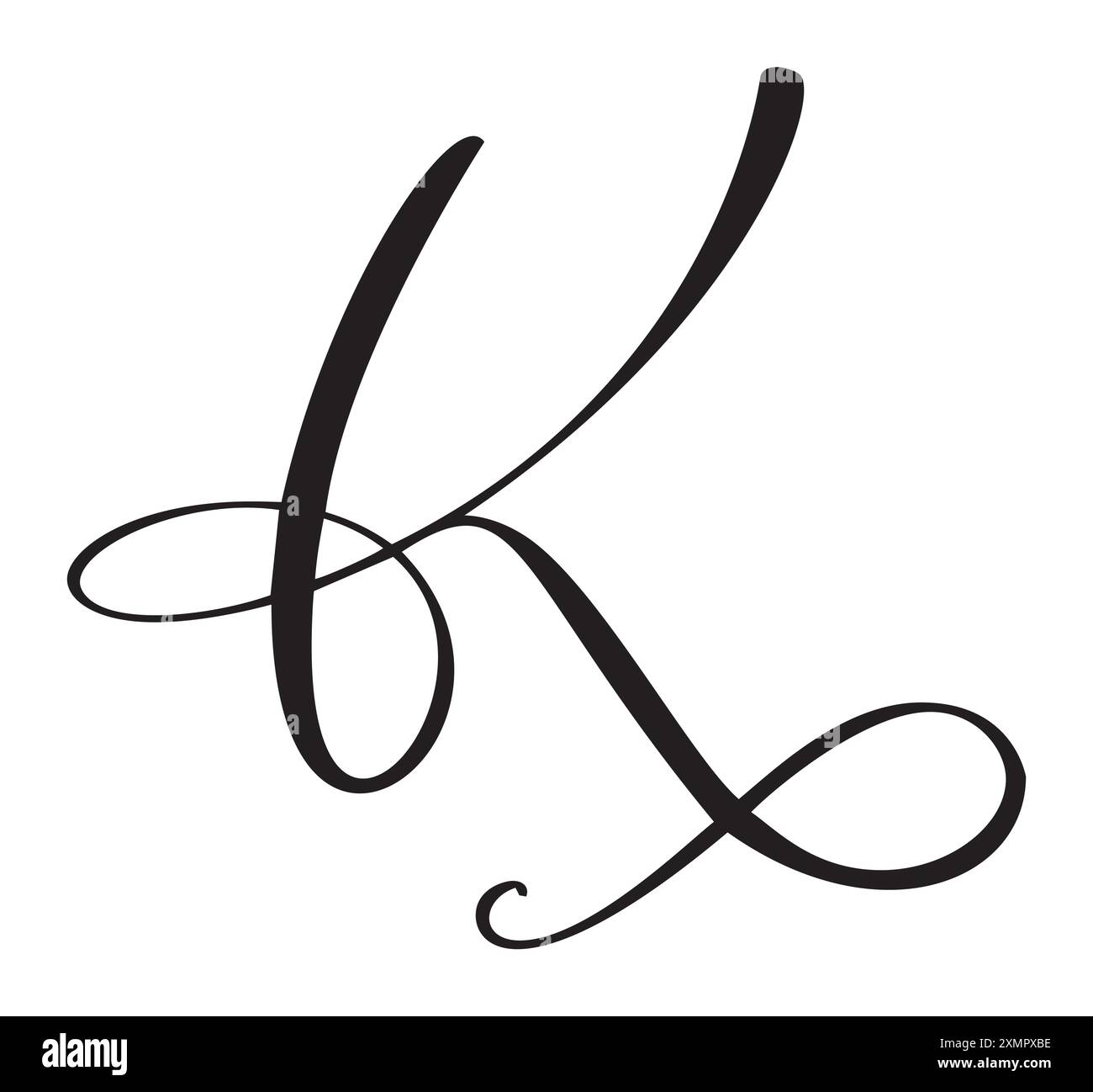 Hand drawn vector calligraphy letter K. Script capital font logo ...