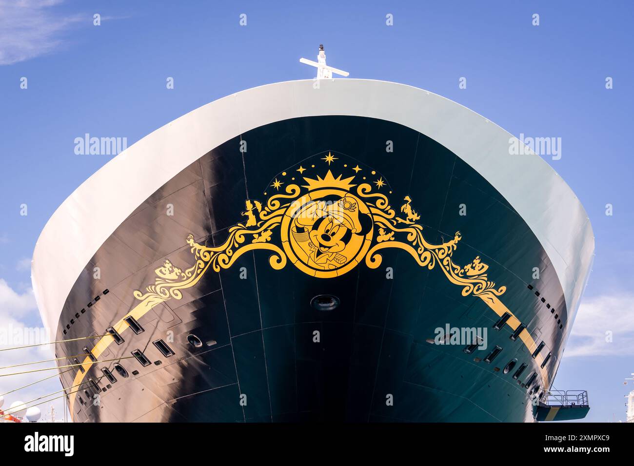 Nassau, Bahamas - April 9, 2024: Bow of the Disney Wish cruise ship ...