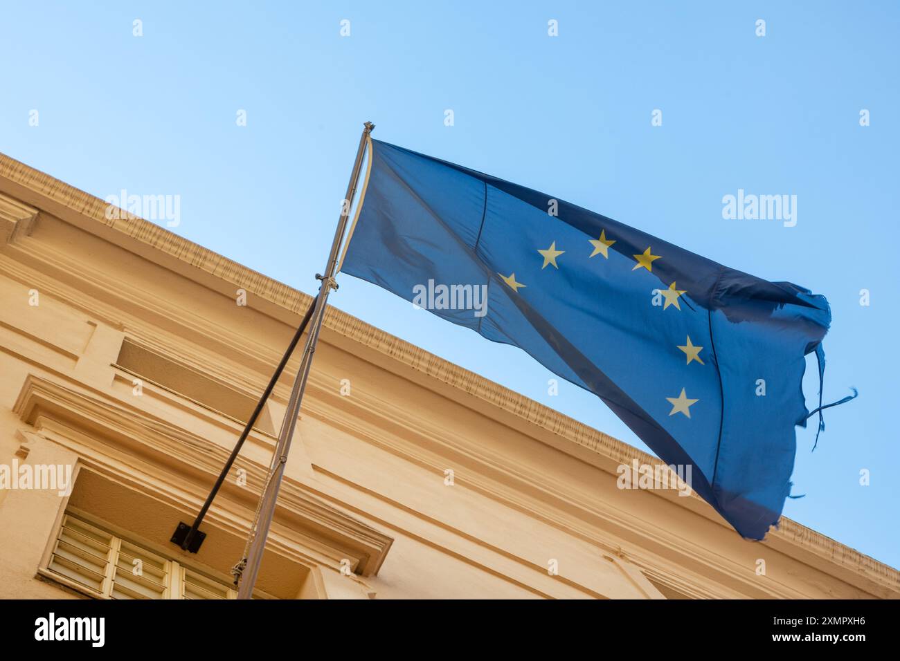 European Union Flag on Building Facade Stock Photo - Alamy