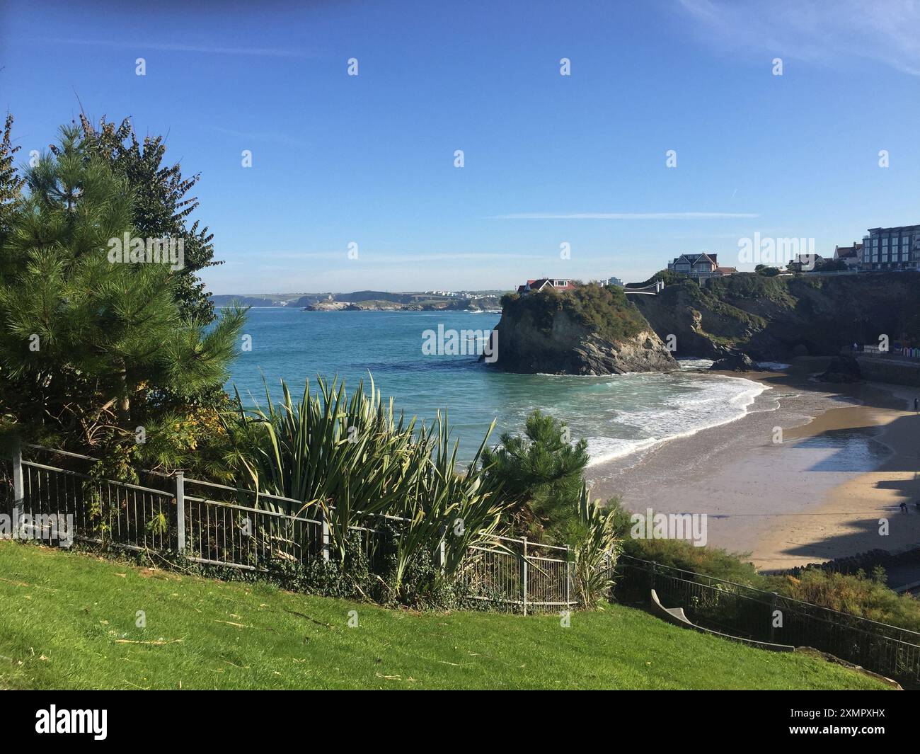 Towan Beach in Newquay with the view over the bay Stock Photo - Alamy