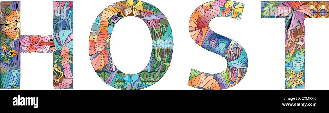 Word HOST. Colorful vector word isolated on a white background Stock ...