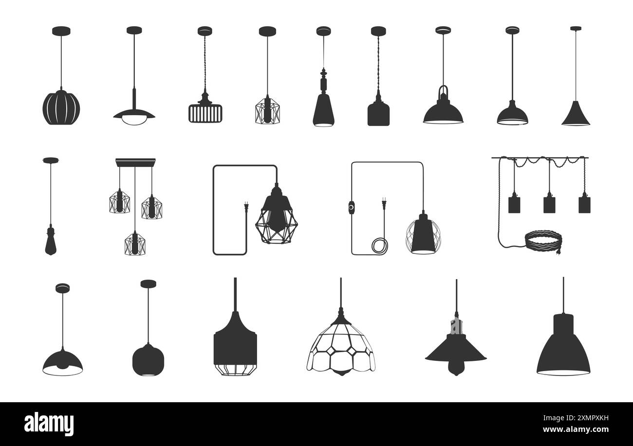 Pendant lamps silhouette, Ceiling lamp silhouette, Pendant lamp logo ...