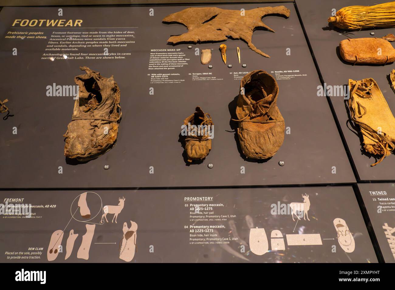 Exhibit of sandals of the pre-Hispanic Native American Fremont Culture ...