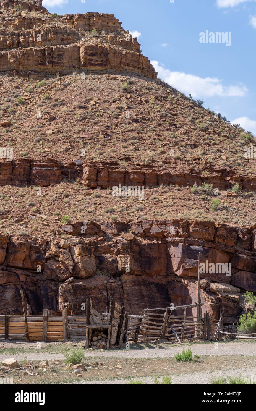A cattle loading chute and corrals on a ranch at the mouth of Daddy ...