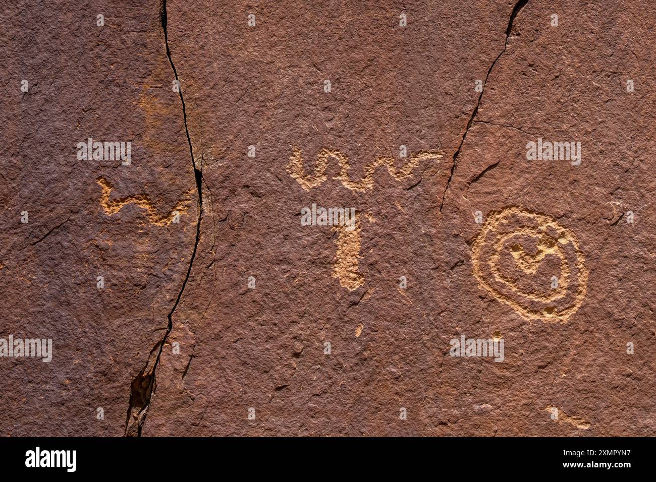A pre-Hispanic Native American Fremont Culture rock art or petroglyph ...
