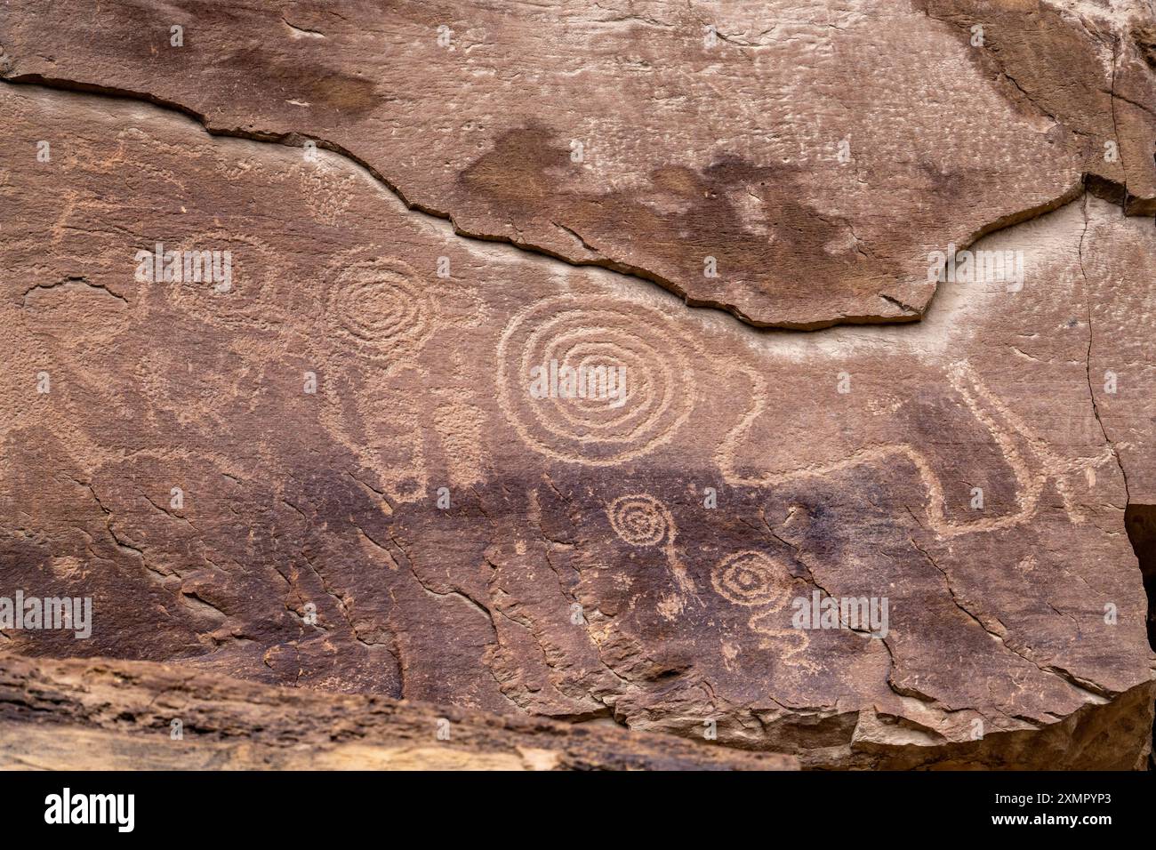 A pre-Hispanic Native American Fremont Culture rock art or petroglyph ...