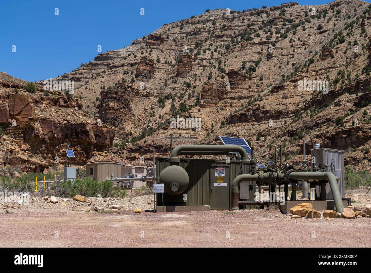 A compressor station on a gas pipeline in Nine Mile Canyon in Utah ...