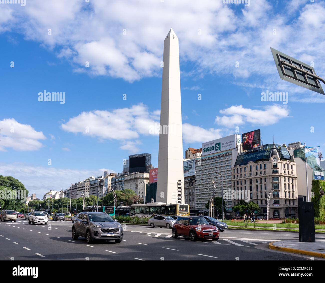 View of the Obelisk of Buenos AIres, looking down 9th of July Avenue in ...