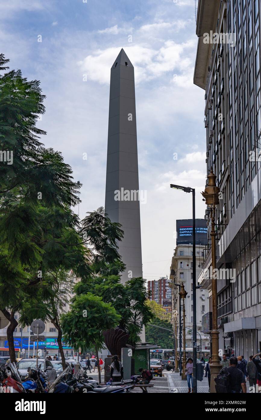 View of the Obelisk of Buenos AIres looking down Roque Sáenz Peña ...