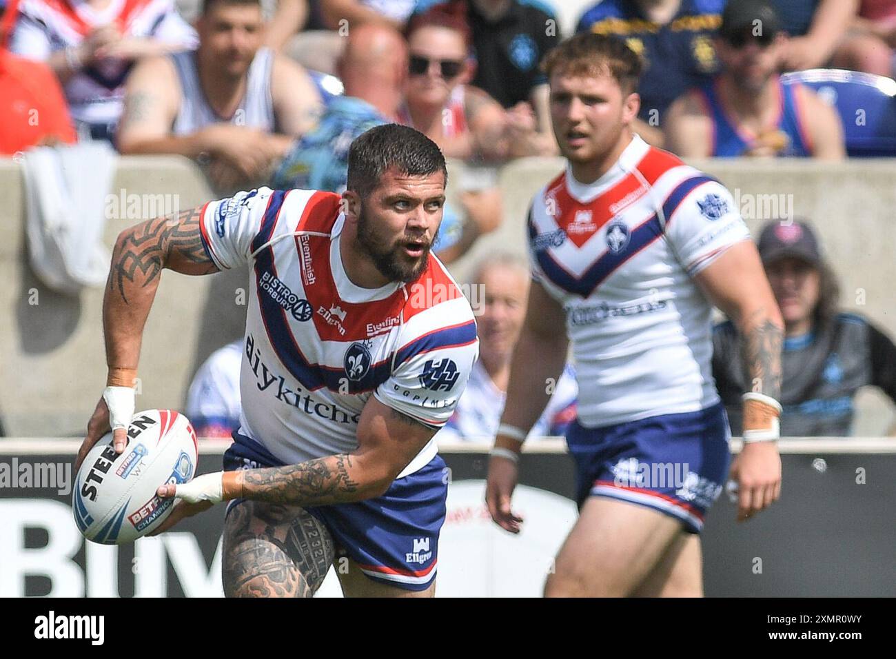 Wakefield, England - 28th July 2024 - Wakefield Trinity's Liam Hood in ...