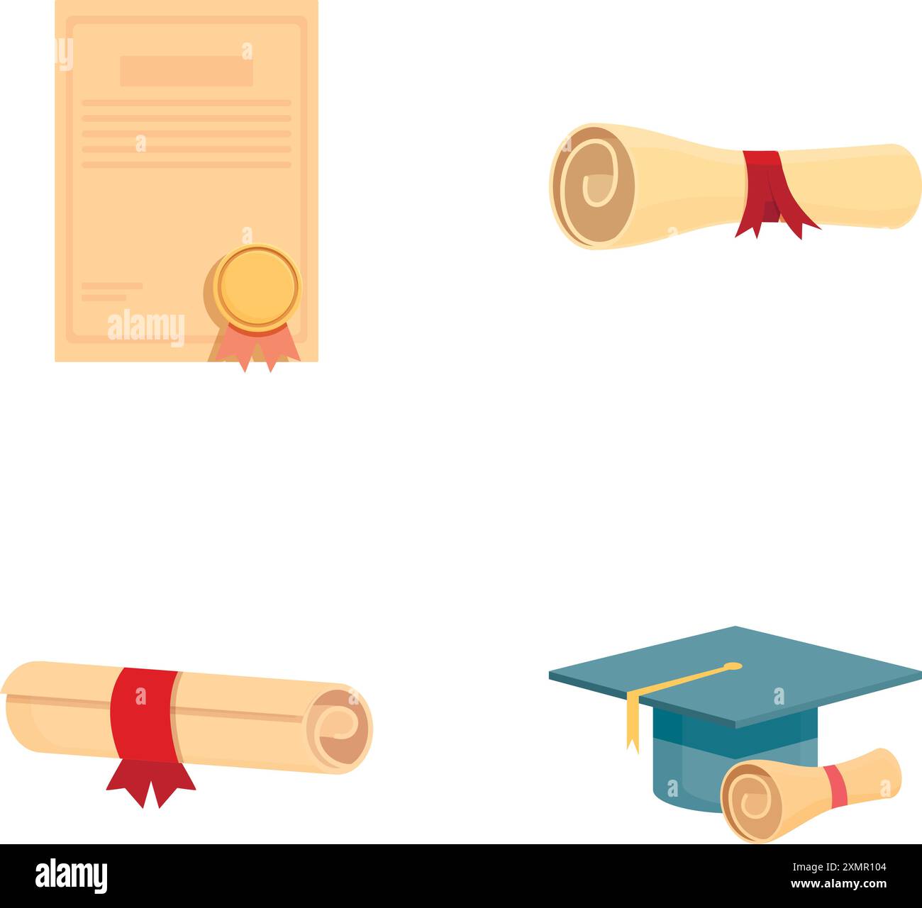 Vector set featuring diploma, certificate, and graduation cap icons ...