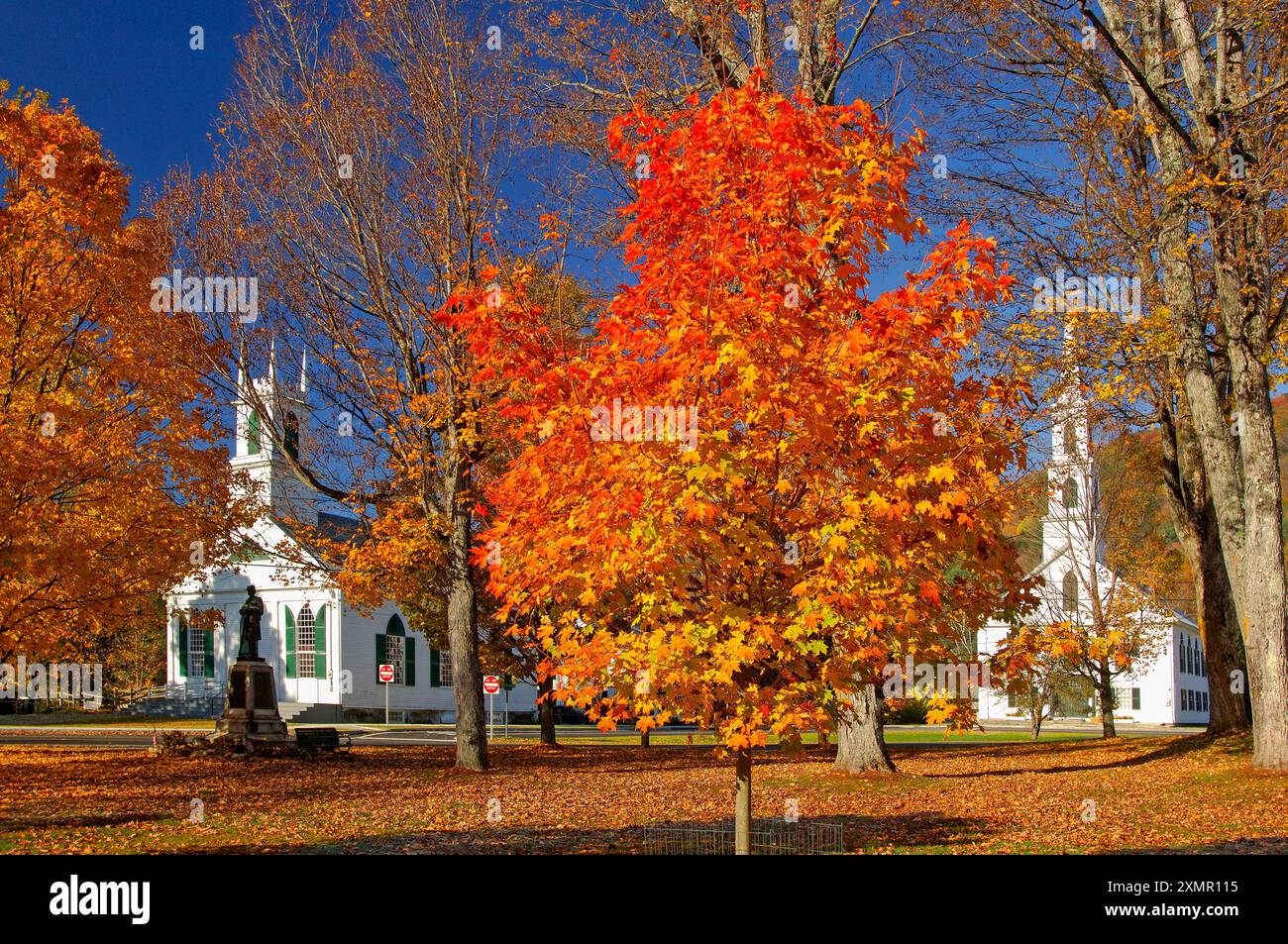 Meeting House and Church at Town Square, Newfane, Indian Summer ...