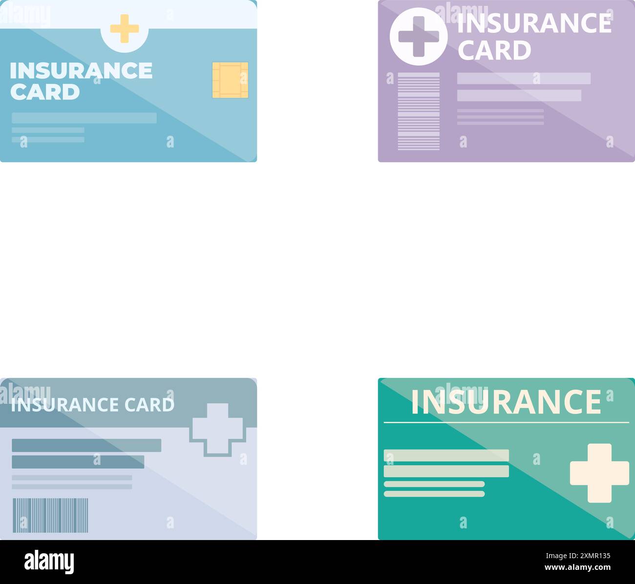 Collection of four insurance card illustrations with different designs ...