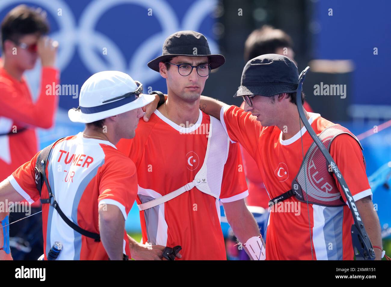 Turkey's Berkim Tumer, left, Abdullah Yildirmis, center and Mete Gazoz ...