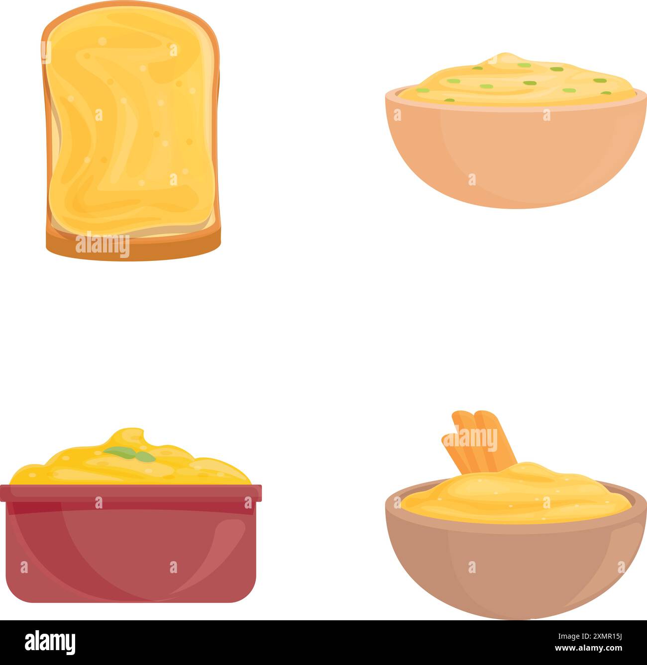 Colorful set of vector illustrations featuring cartoonstyle dips and ...