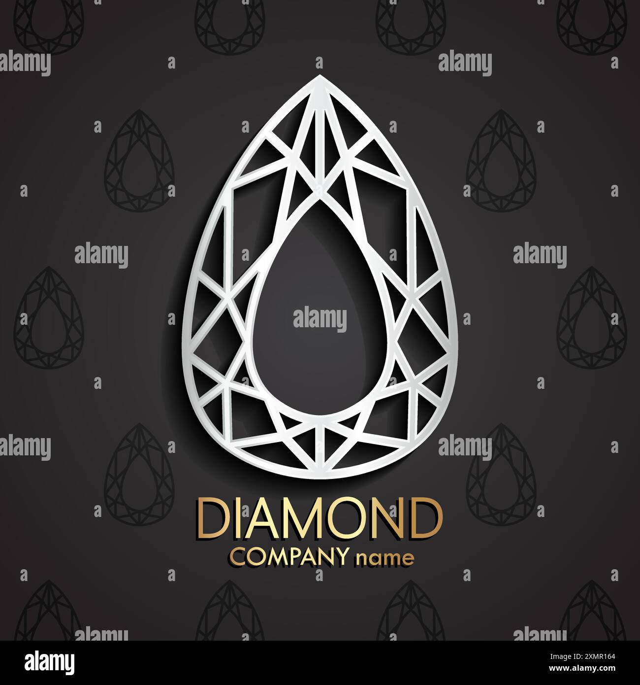 3d diamond pear shape silver logo, vector illustration Stock Vector ...