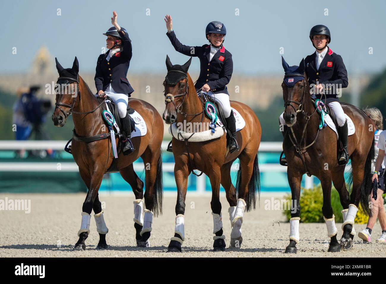 Team Britain, from left to right, Rosalind Canter, Laura Collett and ...