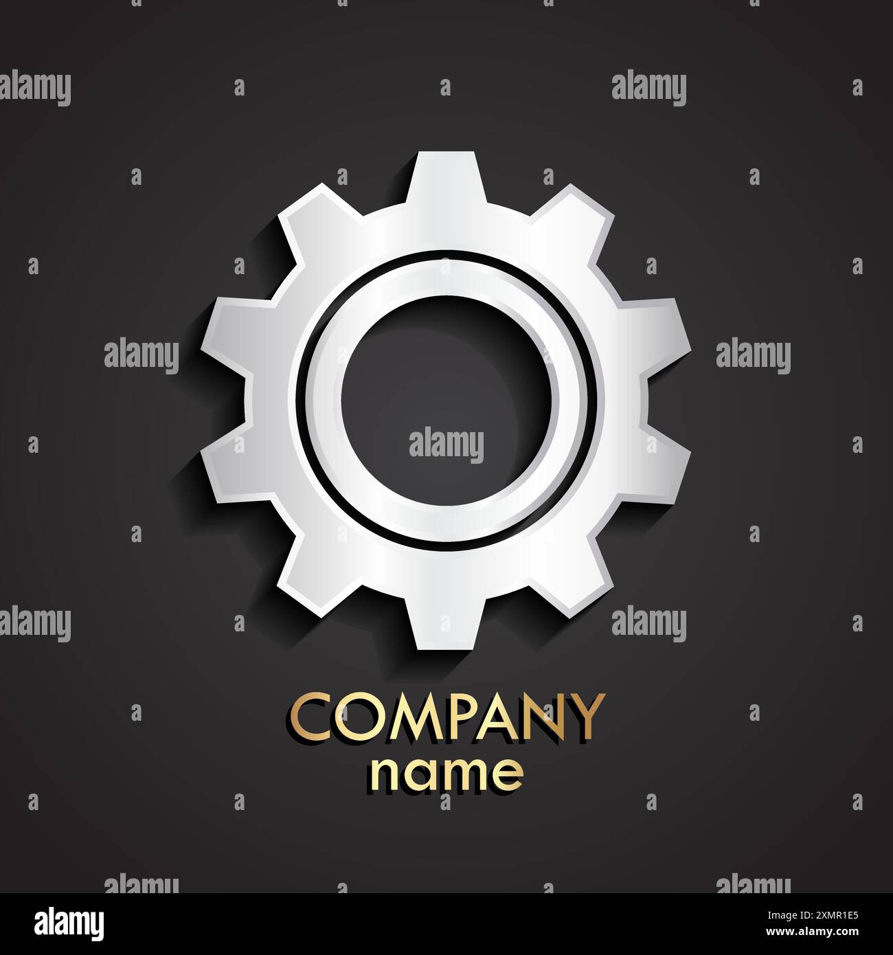 3d shiny silver gear logo Stock Vector Image & Art - Alamy