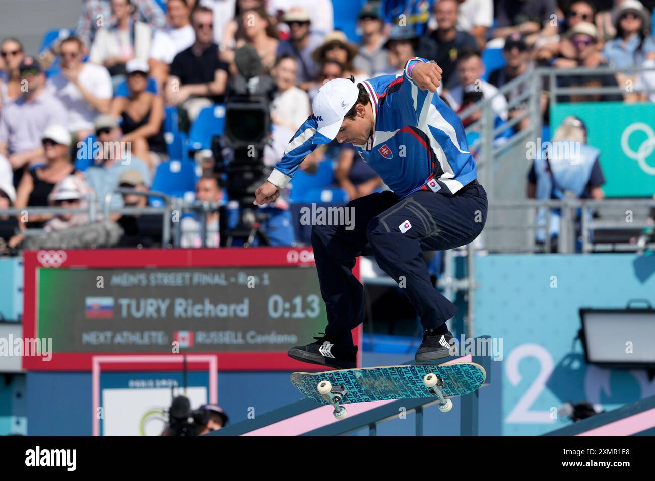 Richard Tury, of Slovakia, competes in the men's skateboard street ...