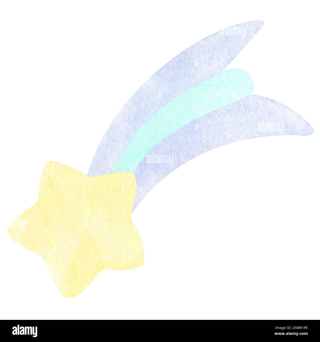 Watercolor hand painted falling star isolated on white background ...
