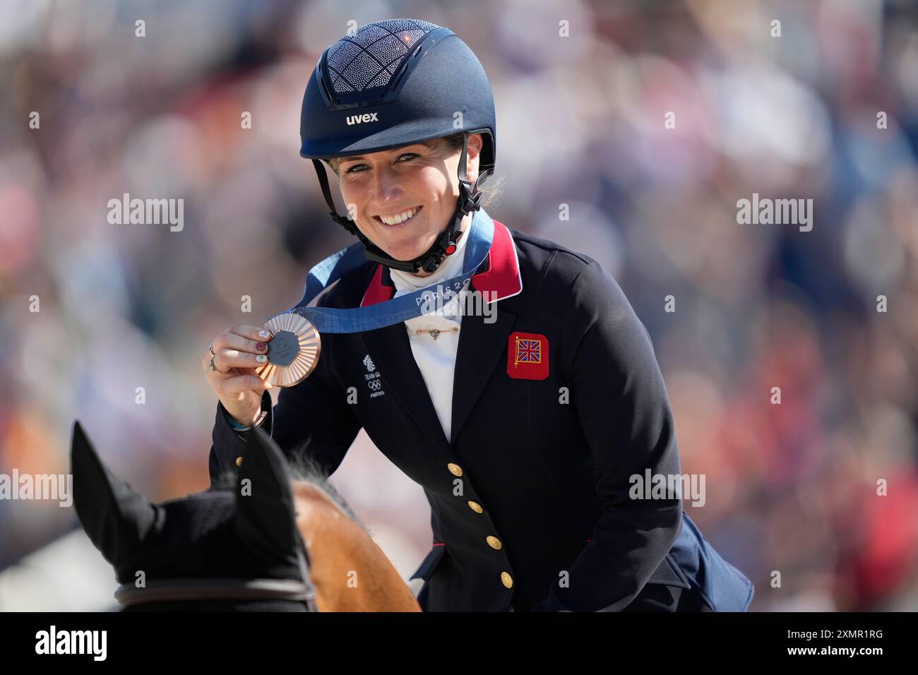 Britain's Laura Collett celebrates her bronze medal in Equestrian ...