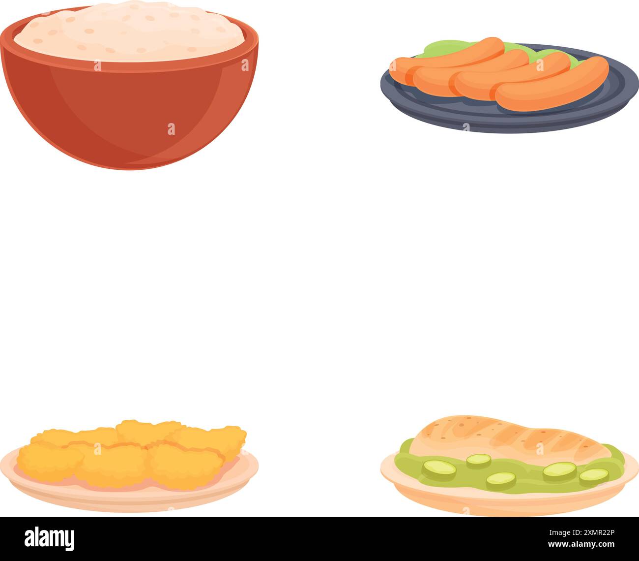 Collection of four cartoon food illustrations hi-res stock photography ...