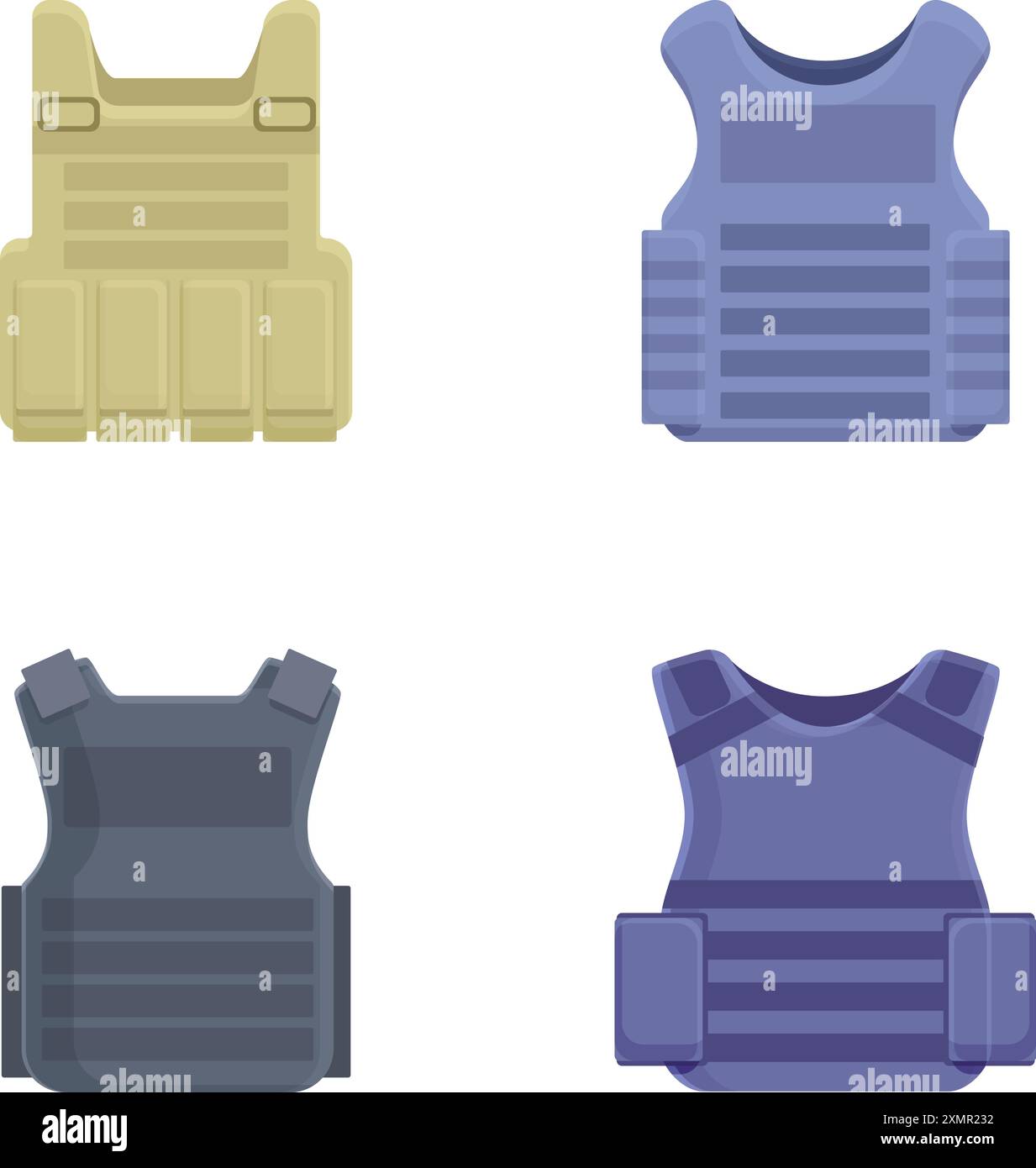 Collection of four different tactical vest icons, isolated on a white ...