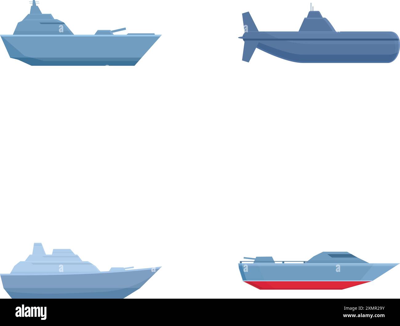 Vector illustration collection of maritime vessels including naval ...