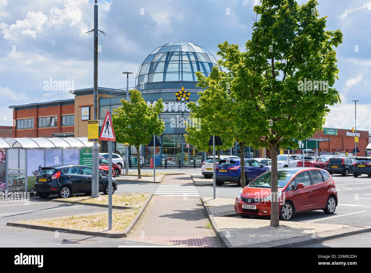 The glass dome of the Morrisons supermarket building from the car park ...