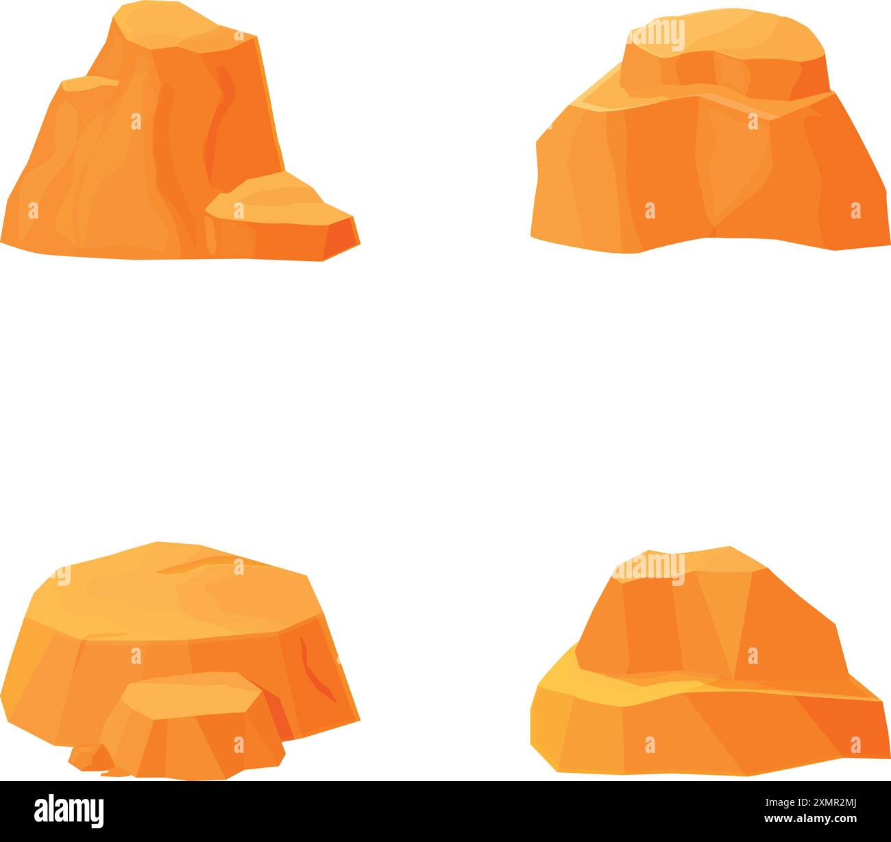 Stylized cartoon rock boulders set with colorful and playful stone ...